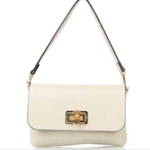 Silvano Borgatti | Bags | Nwt Tiny Bamboo Closure Clutch Beige Leather ...